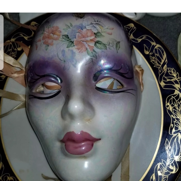 Source Unknown | Art | Vintage 98s Porcelain Mask Wall Hanger | Poshmark